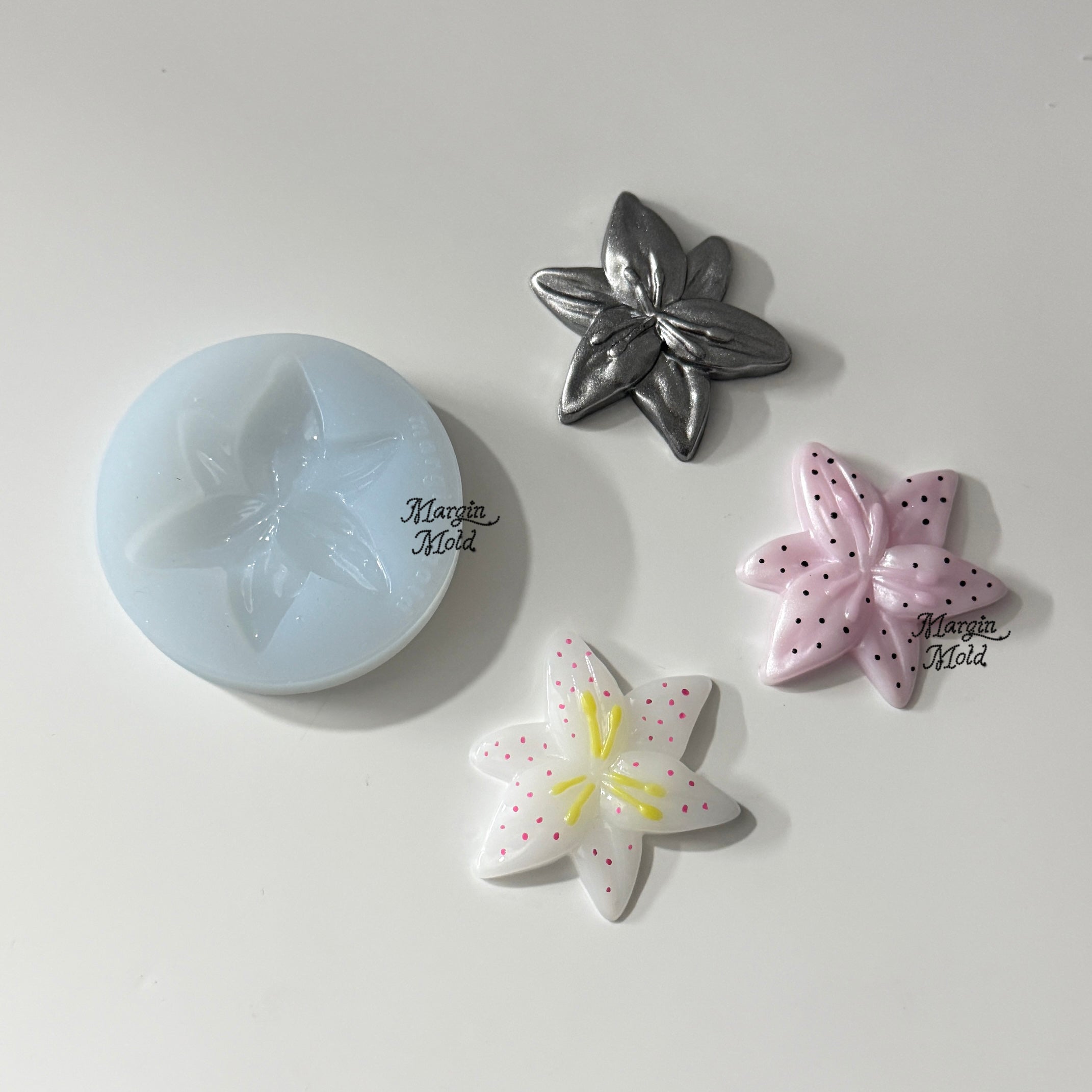 k161 lily blossom mold, 3d printed, shiny – Margin Mold Studio