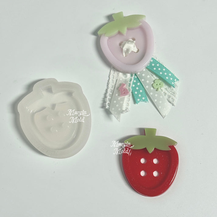 k182 strawberry button mold, 3d printed, shiny – Margin Mold Studio