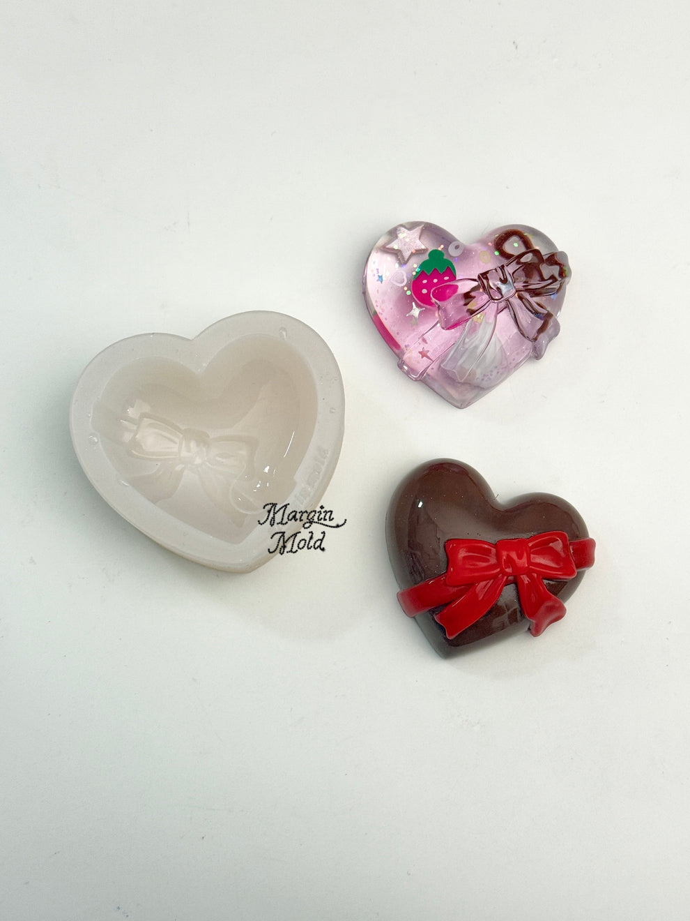 k216 Heart Treasure Box mold, 3d printed, shiny – Margin Mold Studio