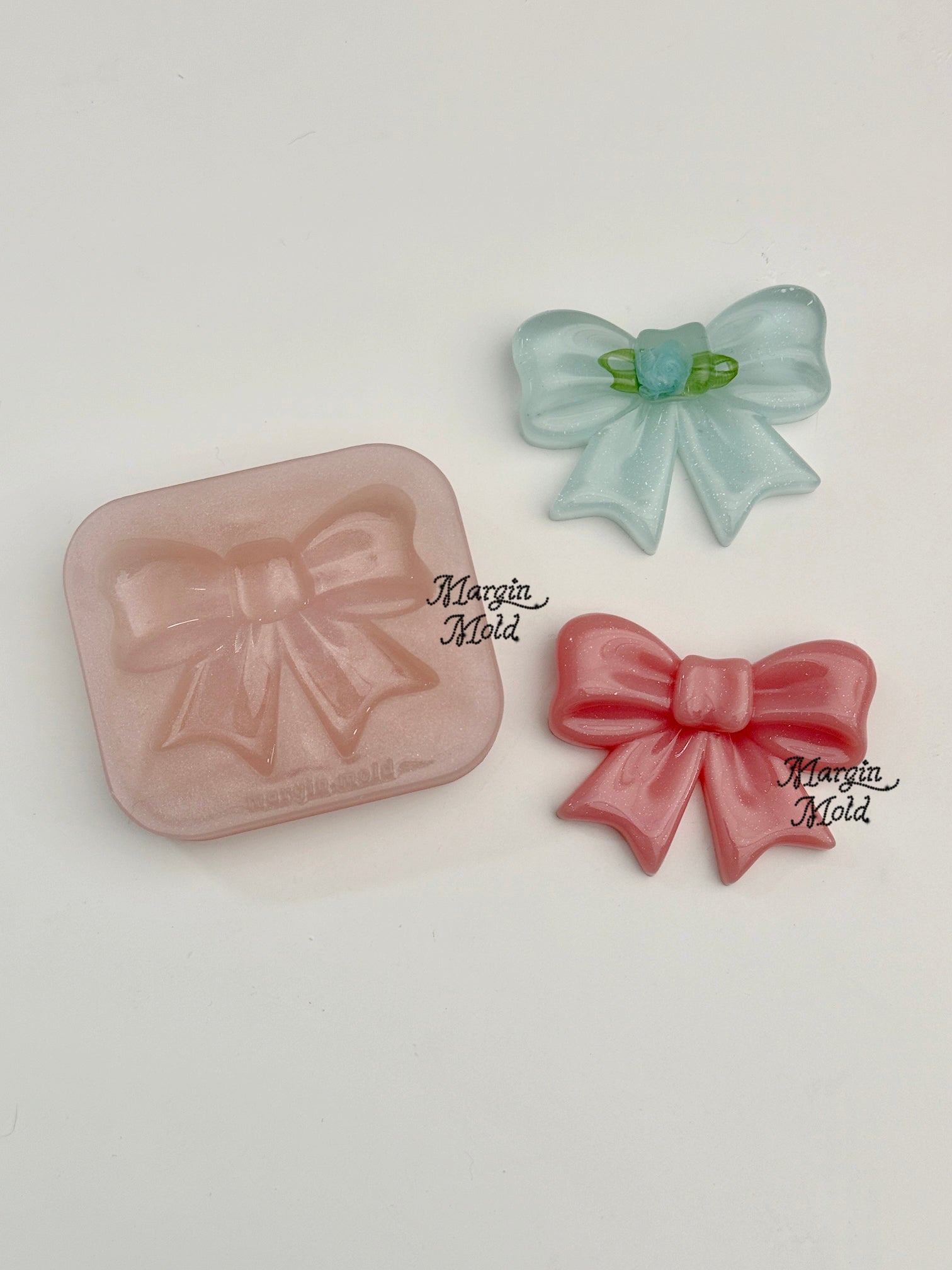 k205 retro ribbon bow mold, 3d printed, shiny – Margin Mold Studio